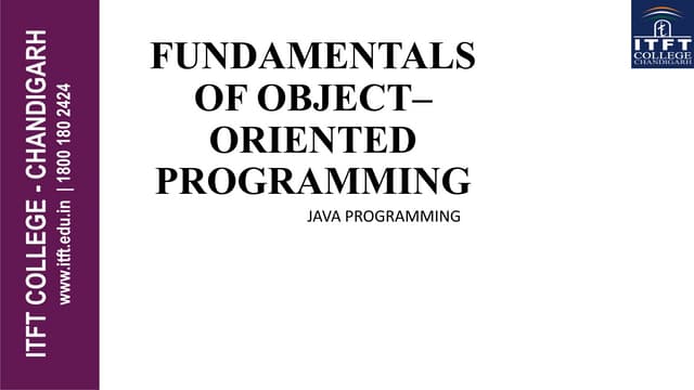 Itft Fundamentals Of Objectoriented Programming In Java Pdf Programming Languages Computing