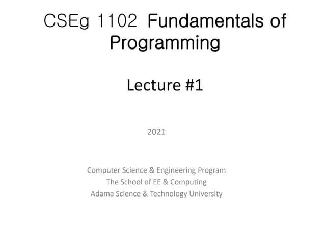 Fundamentals Of Programming Lecture 1pptx