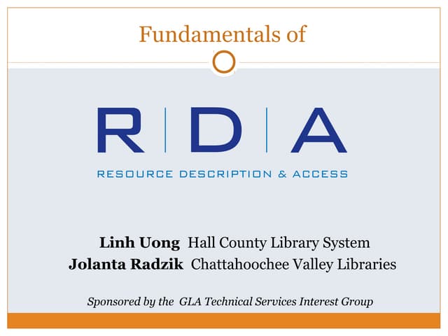 Fundamentals Of Rda Resource Description And Access Ppt Databases Computer Software And