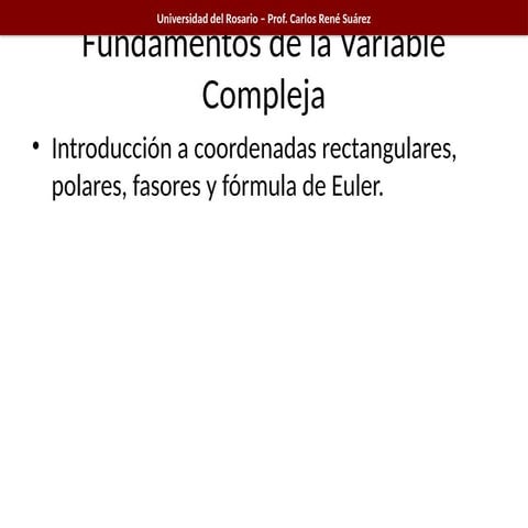 Fundamentos_Variable Compleja en senales digitales | PPTX