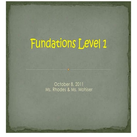 Fundations Level 1 | PDF