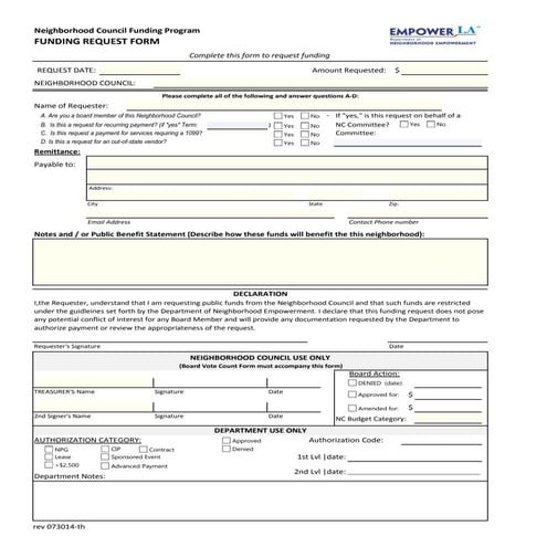 Funding request form 73014 fillable | PDF
