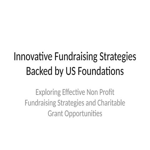Innovative Fundraising Strategies Backed by US Foundations | PPTX