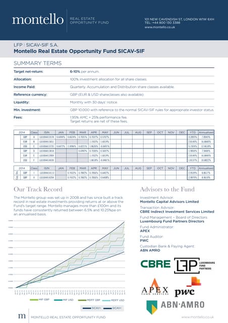 Montello Real Estate Opportunity Fund Summary Sheet JUNE 2014 | PDF ...