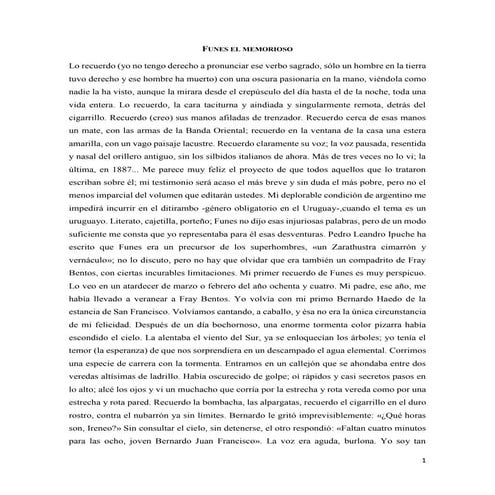 Borges funes el memorioso | PDF