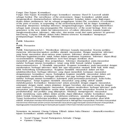 Fungsi dan tujuan komunikasi | DOCX