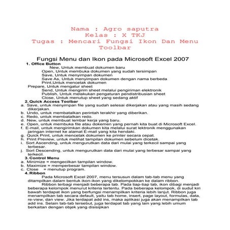 Fungsi Menu Dan Ikon Pada Microsoft Excel 2007 Pdf