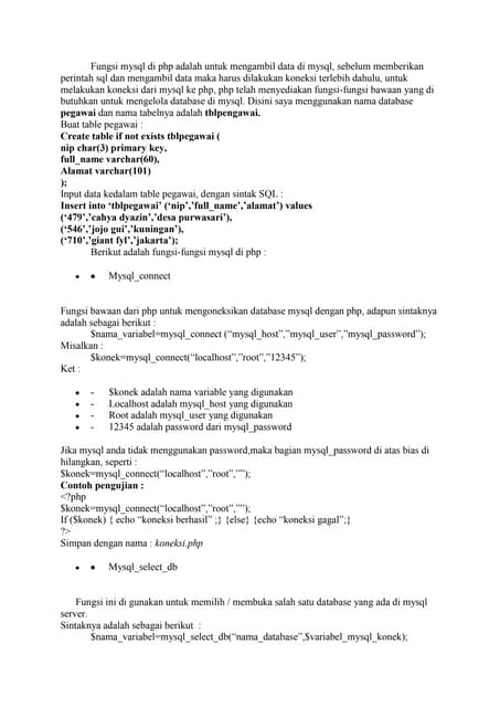 Fungsi php mysql | PDF