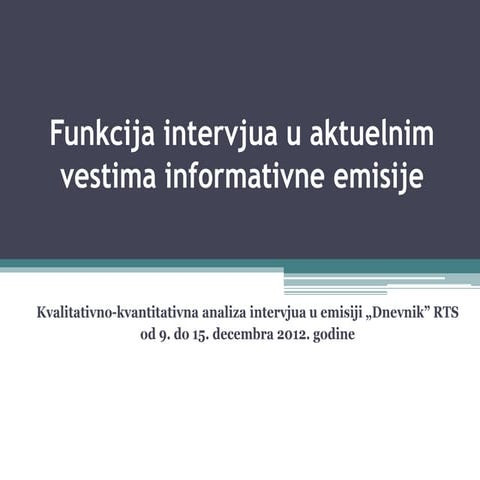 Funkcija intervjua u aktuelnim vestima informativne emisije | PPTX