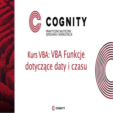 Kurs VBA - Funkcje dotyczące daty i czasu | PPTX