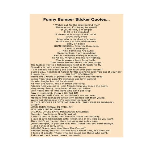 Funny Bumper Sticker Quotes | PDF