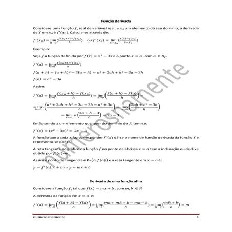 Derivadas - Exercícios resolvidos | PDF