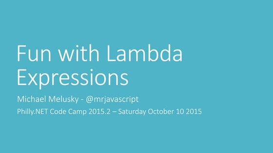 Mastering C# Lambda Expressions: A Complete Guide | PDF