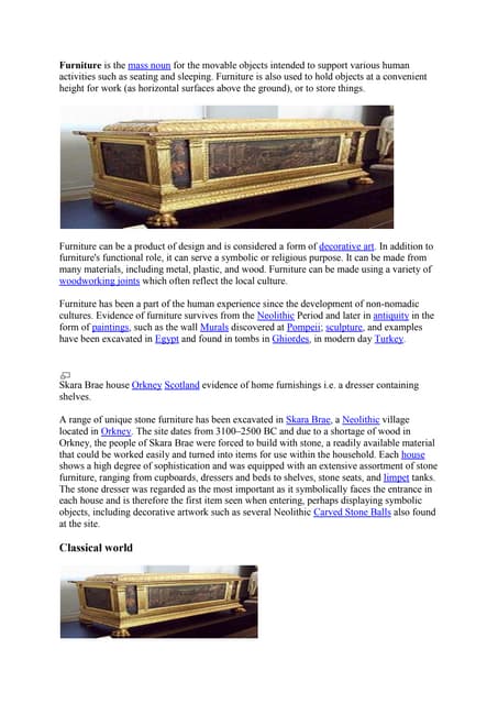 History of furniture design | PPT