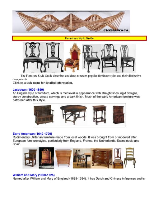 HISTORY OF FURNITURE IN INTERIOR DESIGN | PDF