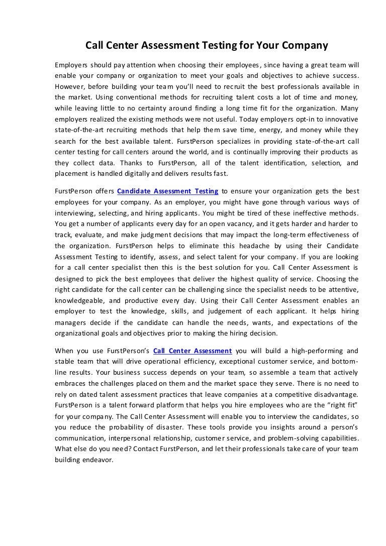 Call Center Assessment Testing For Your Company call-center-assessment-testing-for-your-company