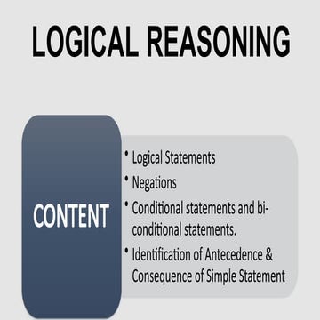 logic reasoning for high school tenth grade education | PPTX