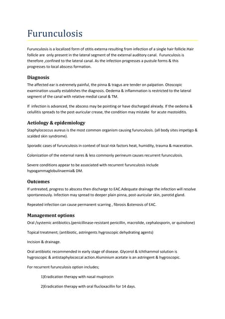 FURUNCLE.ppt | Skin and Dermatology | Diseases and Conditions