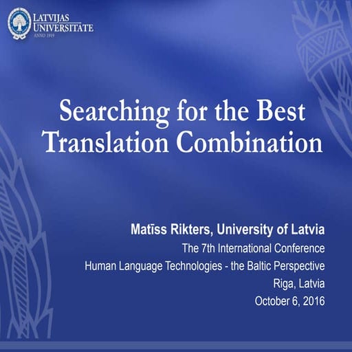 Searching for the best translation combination | PPTX