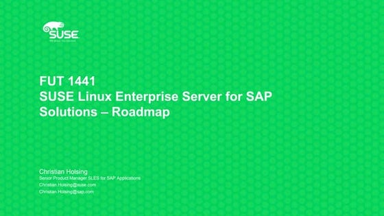Fut1112 - SLES for SAP - The road ahead | PDF | Operating Systems ...