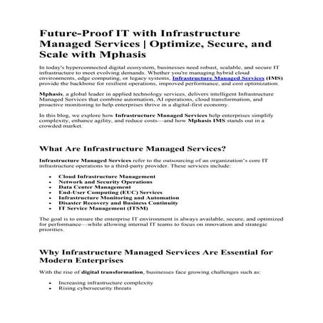 Future-Proof IT with Infrastructure Managed Services | Optimize, Secure, and Scale with Mphasis ...