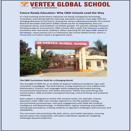 Future-Ready Education: Why CBSE Schools Lead the Way | PDF