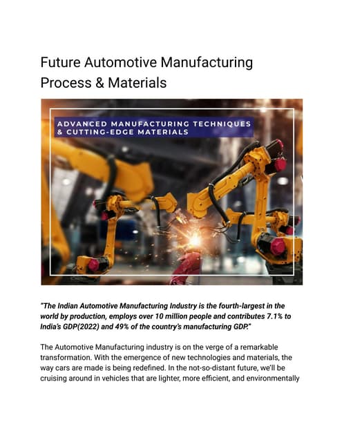 Automotive Manufacturing Process Overview | PDF