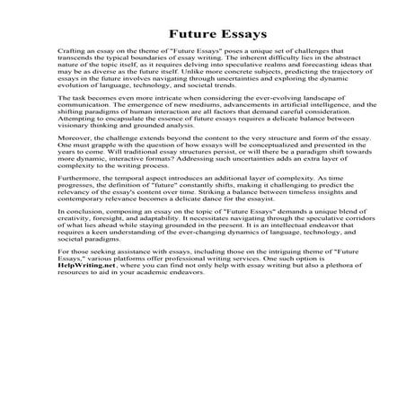 Future Essays | PDF