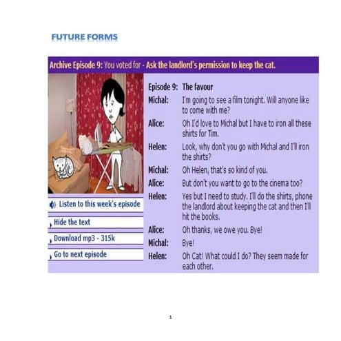 Future forms : Will - Going to + Infinitive | DOCX