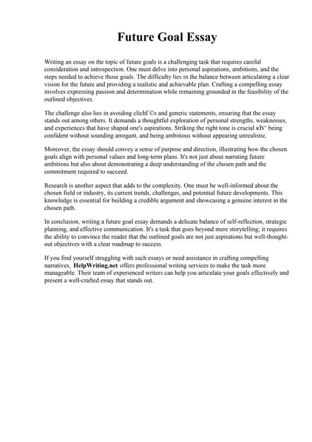 Goal Essay Sample | PDF
