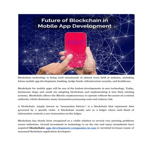 Future Of Blockchain In Mobile App Development Pdf