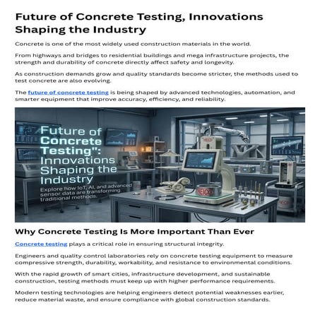 Innovations and Future Trends in Concrete Testing Technology | PDF