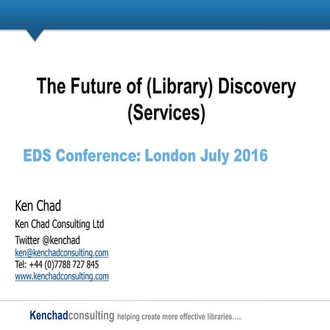 Future of Library Discovery Services | PDF