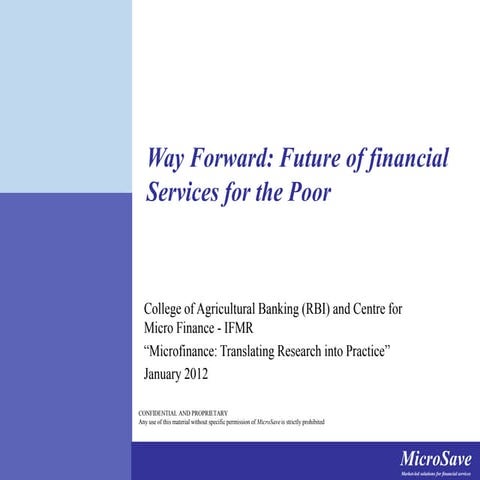 Way Forward: Future of Financial Services for the Poor | PDF