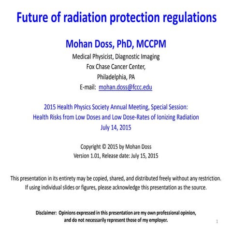 Future of radiation protection regulations presentation | PDF