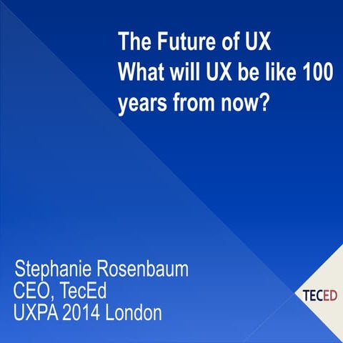Future of UX in 100 Years (Stephanie Rosenbaum) | PPT