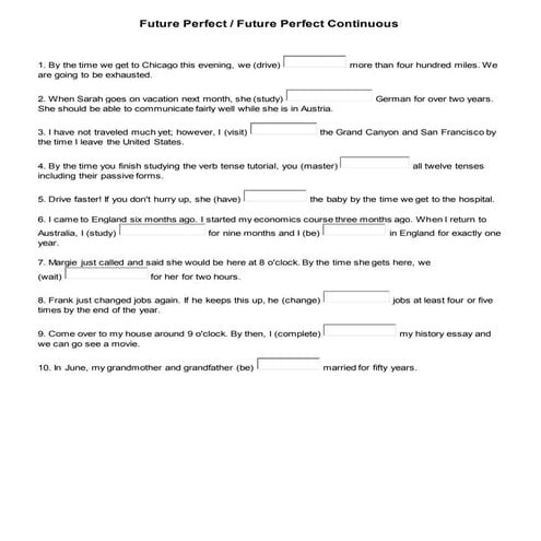 Future perfect exercise-2 | DOCX