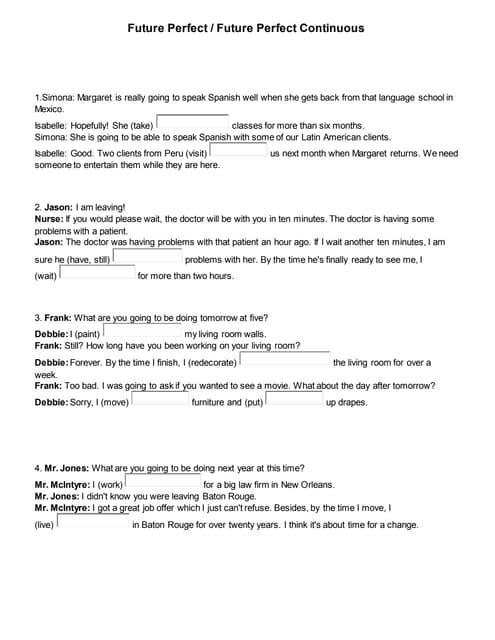Future perfect exercise-1 | PDF