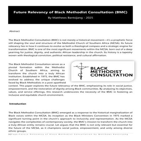 Future Relevancy of Black Methodist Consultation (BMC) by Matthews ...