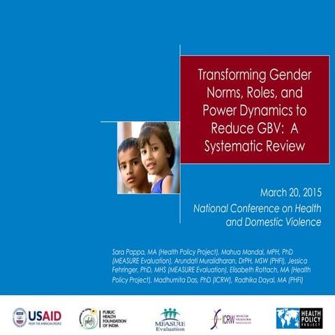 Transforming Gender Norms, Roles, and Power Dynamics to Reduce GBV: A ...