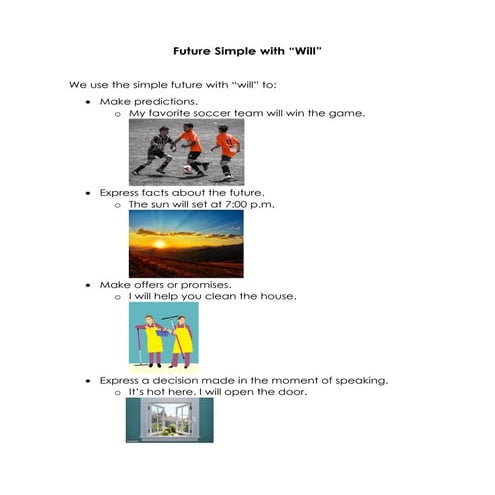 Future simple with will | PDF