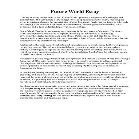 Future World Essay | PDF
