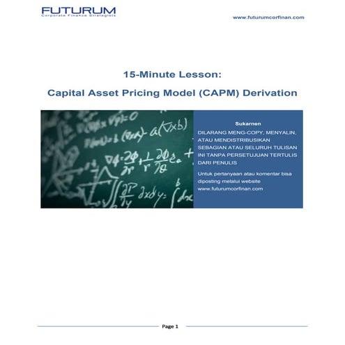 15 minute lesson - capm derivation | PDF