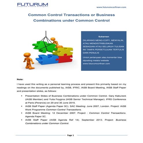 Common control transactions or business combinations under common ...