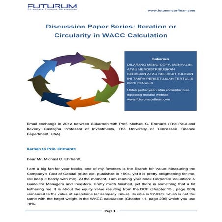 Discussion paper series iteration or circularity in wacc calculation ...