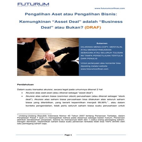 Pengalihan aset atau pengalihan bisnis (draf) | PDF