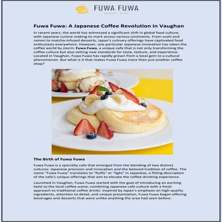 Fuwa Fuwa: A Japanese Coffee Revolution in Vaughan | PDF