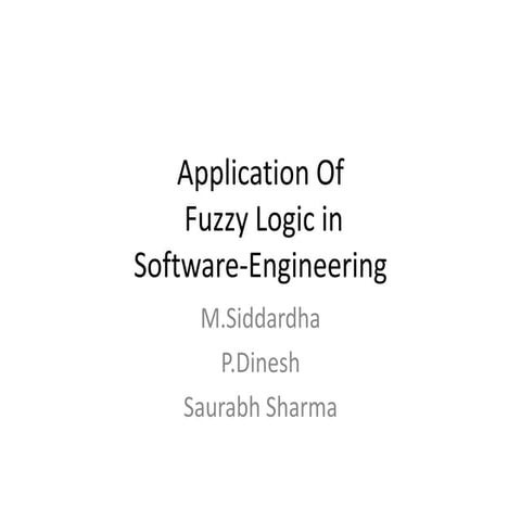 Fuzzy logic in software engineering | PPTX