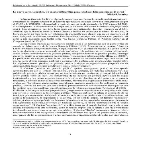 La nueva gerencia pública, por Michael Barzelay | PDF