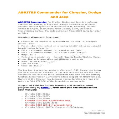 Fvdi abrites commander for chrysler, dodge and jeep | PDF